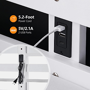 VINGLI Bunk Beds Twin Over Full Size with LED and Charging Station, Convertible Wood bunk beds with Angled Ladder, High Guardrail and Wood Slats, Space-Saving Design for Kids, Teens and Adults, White