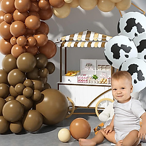 180PCS Cow Balloons Garland Kit – Balloons Garland Arch Kit with Neutral Brown Blush Latex Cow Balloons Assorted Sized Brown Balloons Garland Arch Kit Cow Print Party Supplies for Birthday Party Arch