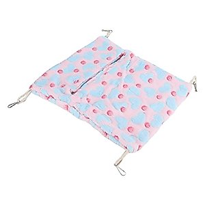 GLOGLOW Pet Hanging Hammock, Machine Washable Small Animal Hammock for Mice Hamsters Guinea Pigs Hedgehogs Squirrels for Running Relaxing Playing(L, Love Powder)