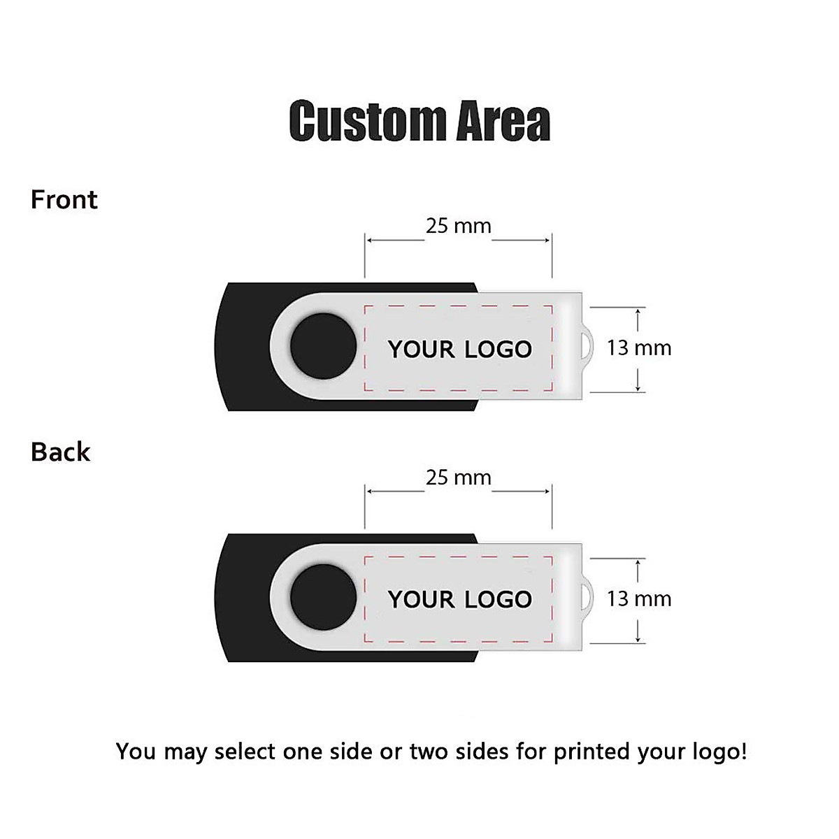Custom USB Flash Drive 2GB 25 Pack Wholesale Bulk Personalized USB Thumb Drives Customized Logo USB Drive Memory Stick (2GB, 25PCS Black)