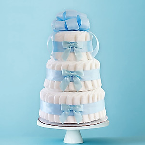 Classic Pastel Baby Shower Diaper Cake (3 Tier, Blue)