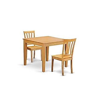 East West Furniture OXAN3-OAK-W 3 Piece Kitchen Table Set for Small Spaces Contains a Square Dining Table and 2 Dining Room Chairs, 36x36 Inch, Oak