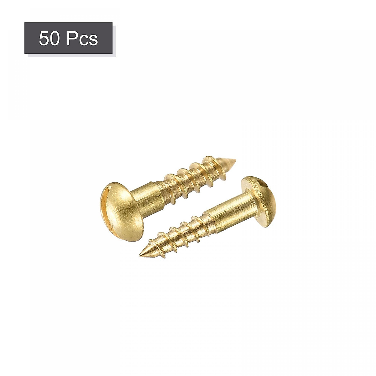 uxcell Wood Screws M2.5 x 10mm Slotted Round Head Brass Self-Tapping Screw 50 Pcs