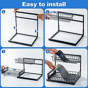 Under Sink Organizers and Storage,2-Tier L-Shaped Sliding Kitchen and Bathroom Cabinet Organizer,Pull-Out Double Shelf Drawer,Under Sink Shelf,Cabinet Organizer for Kitchen and Bathroom Storage