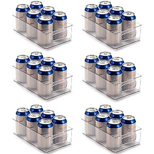 Pack of 6 Open Storage Bins Fridge Organiser Storage Box Stackable Containers Bin Drawer with Handles Kitchen Organisation for Pantry Cabinets Bathroom