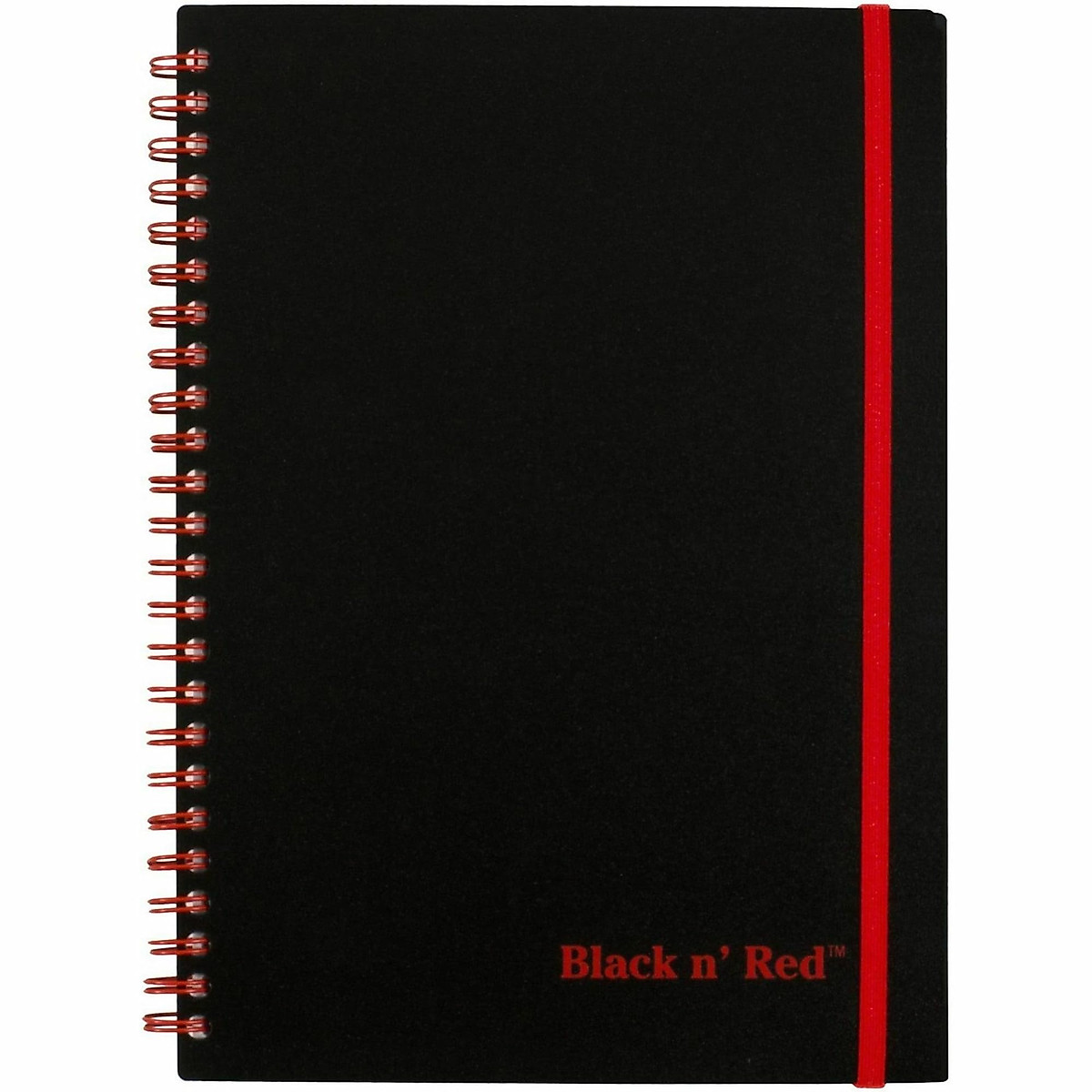 Black n' Red Twin Spiral Poly Cover Notebook, Medium, Black, 70 Ruled Sheets, Pack of 1 (C67009)