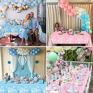 4Pcs Gender Reveal Tablecloths - Gender Reveal Decor Boys or Girls Table Coves Rectangular Pink and Blue Tablecloth Gender Reveal Ideas for Boy or Girl Party Supplies, 51 x 86.6 Inch (Gender Reveal-2)