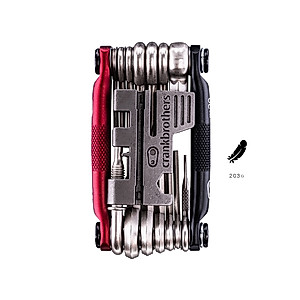 Crankbrothers Multi Tool M 20 Bike Tool - MTB Multi-Tool Black & Red - 20 bicycle tools (20 in 1 tool), ergonomic and lightweight