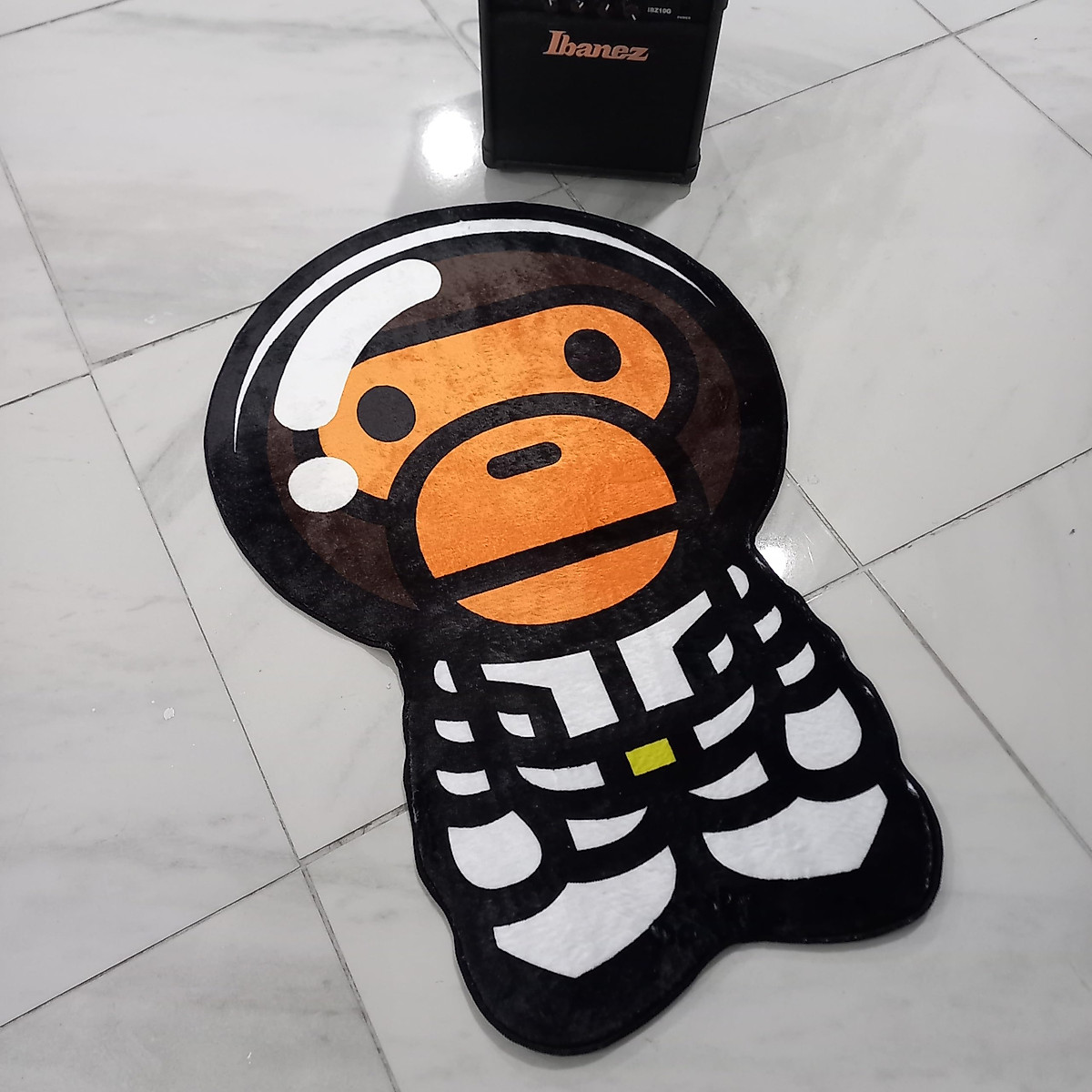 Rugendary Astronaut Bape Rug Hypebeast Room Decor Cute Baby Monkey Rug Irregular Shaped Rug Machine Washable Non-Slip Carpet for Baby Room (Ultra Soft Quality, 1.3x2 ft.)