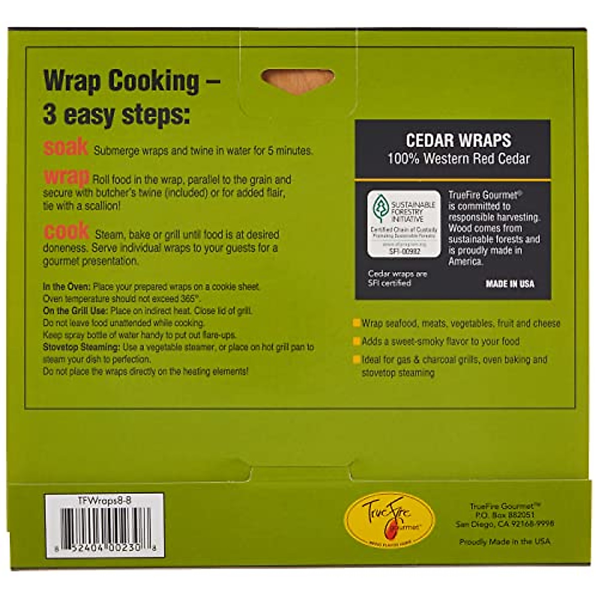 TrueFire Gourmet TFWraps8-8 Cedar Wraps, 7.25 x 8 Inch, 8 Count (Pack of 1)