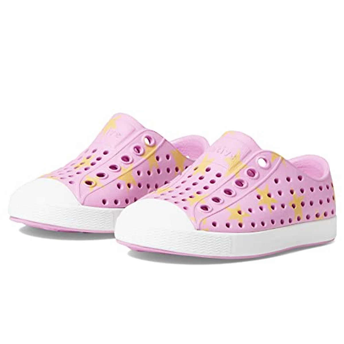 Native Shoes Kids Jefferson Sugarlite Print Sneakers for Toddler - EVA Upper with Round Toe Design, and Low-Top Silhouette Winterberry Pink/Shell White/Morning Stars 9 Toddler M