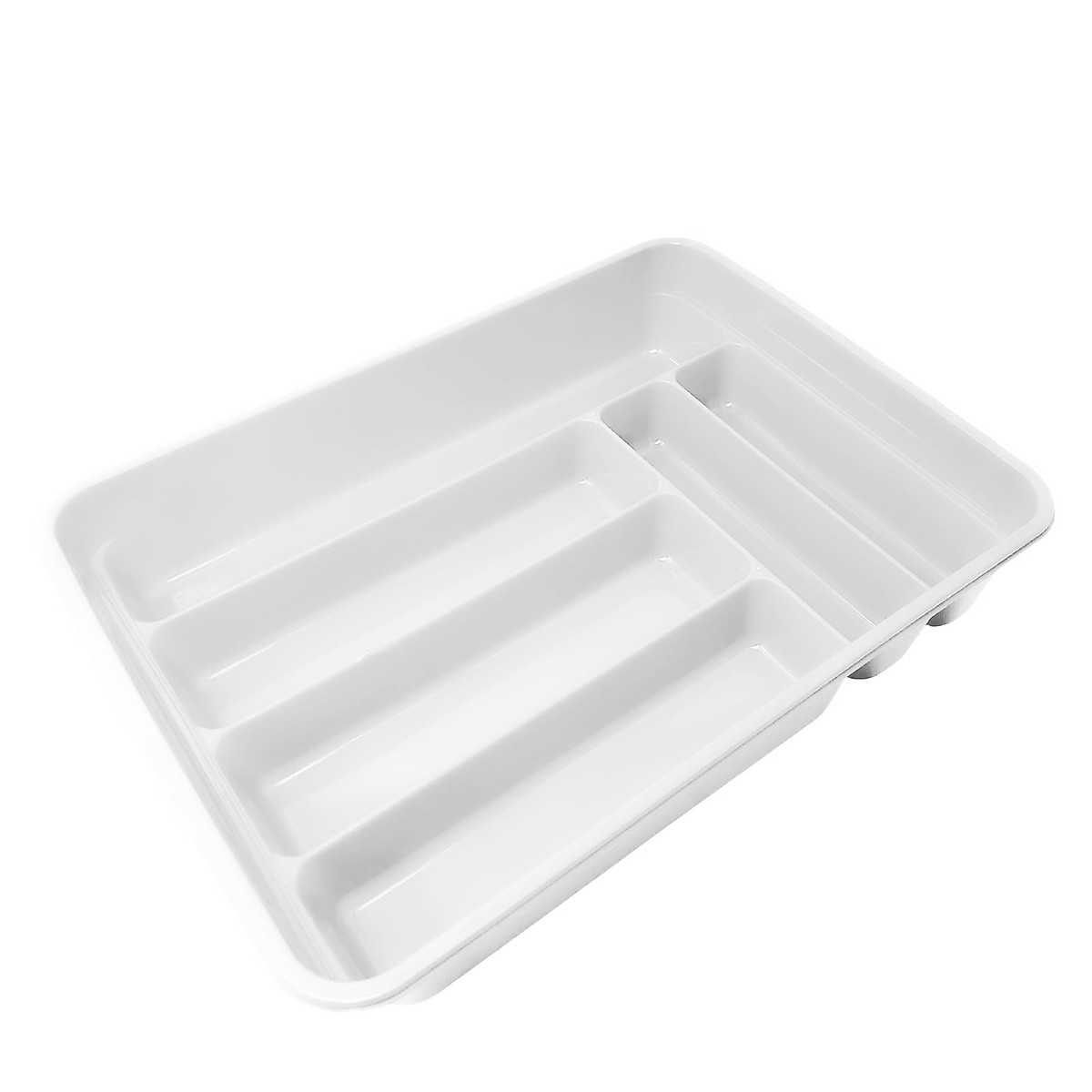 PLASTIFIC 1 Tier Large & Deep CUTLERY TRAY Flatware Organiser Strong Plastic Drawer Sliding Tidy Multipurpose flatware Holder Kitchen Accessories for Tableware(1A - White)…