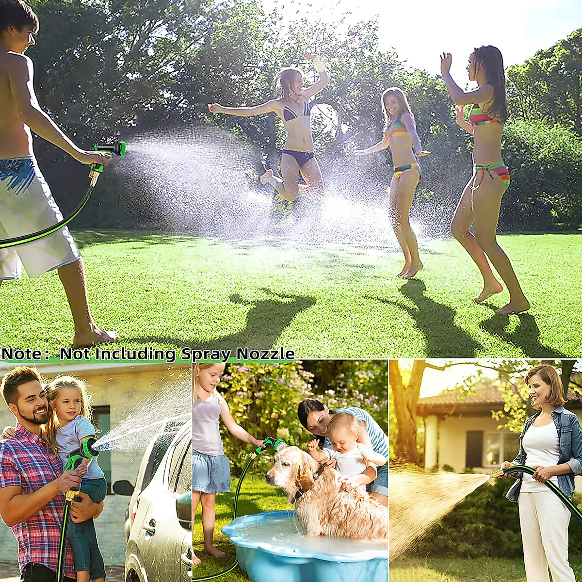 150 ft Hybrid Garden Hose–No Kink,Heavy Duty,Lightweigh Flexible,Leakproof Water Hose–5/8 in ID,3/4"Solid Brass Connectors-Rubber Car Hoses Pipe for outdoor Watering& Washing,600 Burst PSI