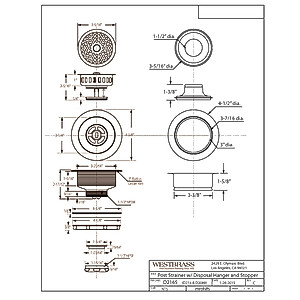 Westbrass A2165-12 4-1/4" OD Post Style Large Kitchen Basket Strainer with Waste Disposal Flange and Stopper Drain Set, 1-Pack, Oil Rubbed Bronze