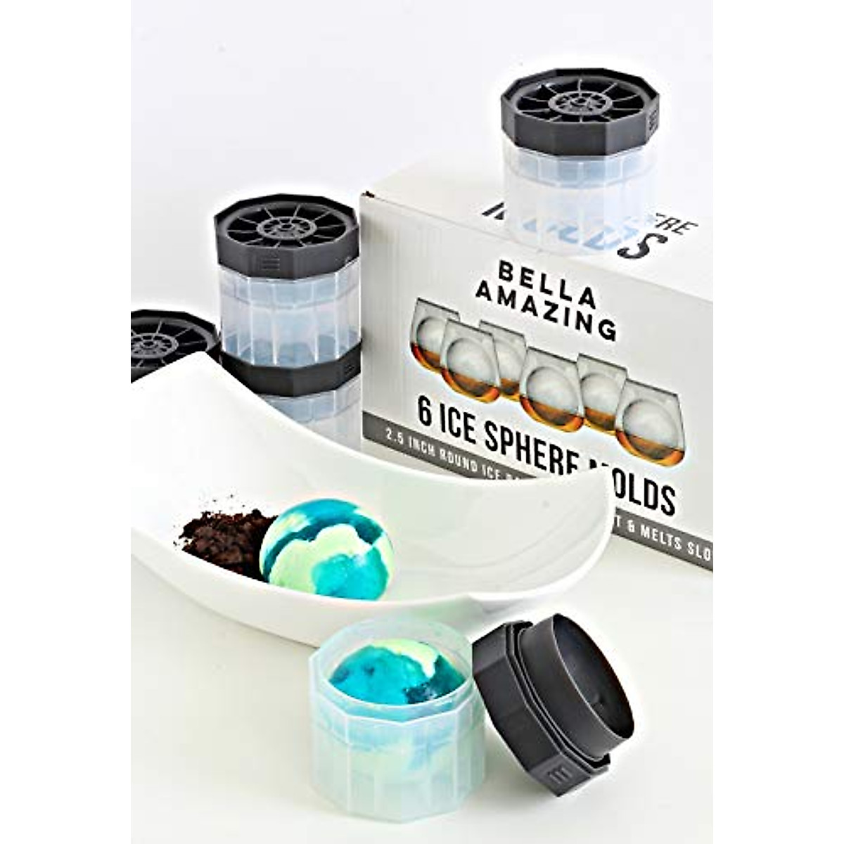 PREMIUM Ice Ball Molds (6-Pack), BPA Free 2.5 Inch Ice Spheres. Slow Melting Round Ice Cube Maker for Whiskey and Bourbon