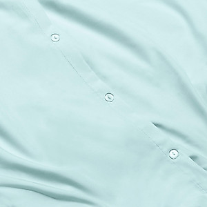 Clara Clark Duvet Cover Ultra Soft Double Brushed Microfiber - Comforter Cover with Button Closure and 2 Pillow Shams, Light Blue, Full - 80"x90"