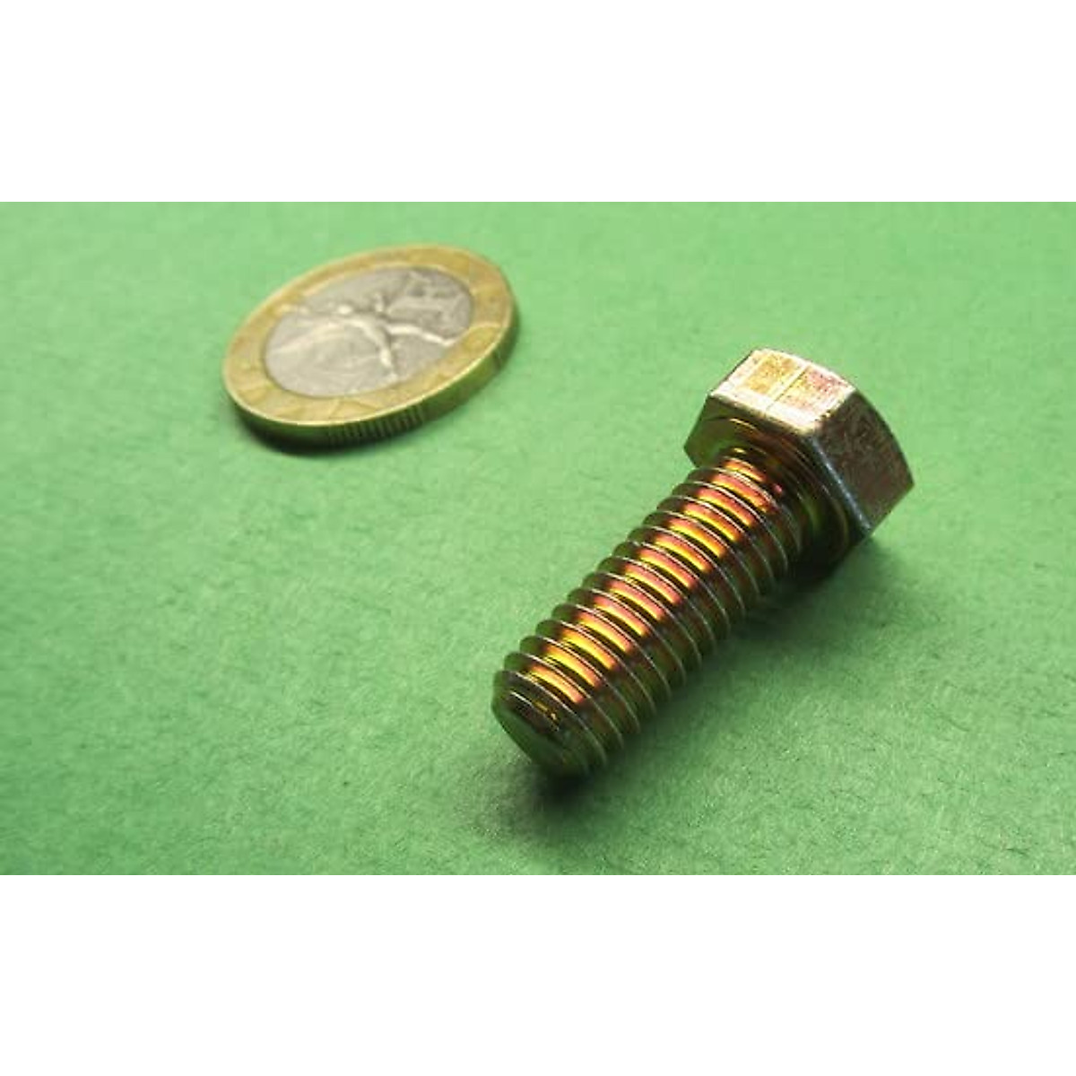 Class 8.8 Yellow Zinc Steel Bolts FT M8 x 1.25 mm x 20 mm Long 10 pcs