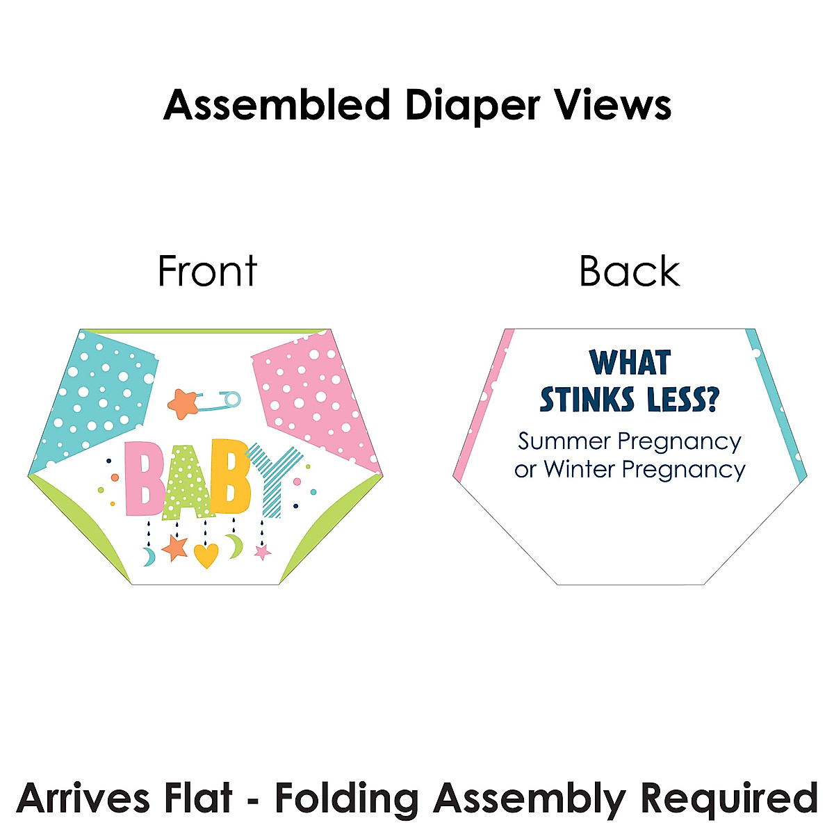 Big Dot of Happiness Colorful Baby Shower - Baby Shower Conversation Starter - 2-in-1 Dirty Diaper Game - Set of 24