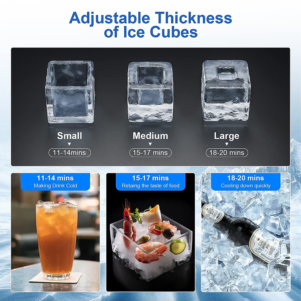 Kismile Commercial Ice Maker Machine,100Lbs/Day,45 Cubes/Batch in 11-20 Mins,Stainless Steel Freestanding Ice Maker with 2 Self-Cleaning,Water Inlet Modes for Home/Restaurant/Bar/Cafe