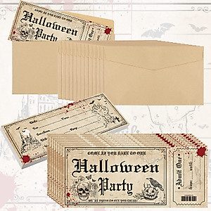 Geelin 30 Pcs Halloween Party Invitations with Envelopes Ticket Scary Halloween Party Invitations Halloween Baby Shower Invitations Horror Birthday Invitations Party Invitation Cards (Pumpkin Style)