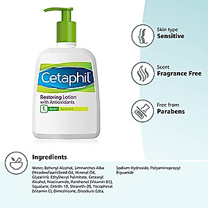 Cetaphil Restoring Body Lotion with Antioxidants for Aging Skin, Great for Neck and Chest Areas, Fragrance and Paraben Free, Suitable for Sensitve Skin 16 oz. Bottle