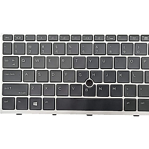 Replacement Keyboard for HP EliteBook 850 G5 850 G6 755 G5, Zbook 15u G5 & Zbook 15u G6 Laptop, HP Elitebook 850 G6 Keyboad with Silver Frame wih Backlit with Point US Layout