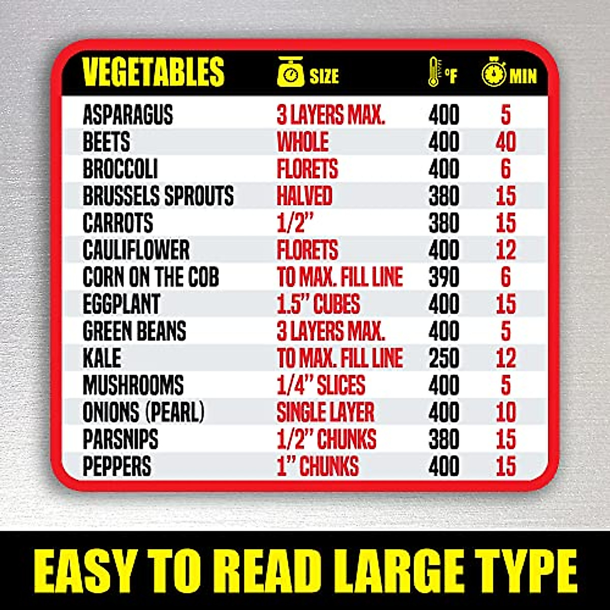 Air Fryer Magnetic Cheat Sheet - Large Print Easy to Read Airfryer Accessory - Air Fryer Cooking Times Chart Magnet, Air Fryer Cookbook Guide, Air Fryer Cheat Sheet, Air Fryer Oven Accessories (Red)