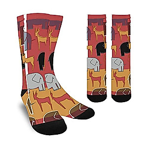 Women's & Men's Socks With Elephant Africa Gazelle Animal Retro Pattern on Them Cool Novelty Design For Work, Gym, Fitness, Sports, Traveling, Playing