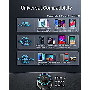 2-Pack USB C Car Charger, 38W 2-Port iPhone 14 Car Charger, All Metal PD3.0 Dual Cargador Carro Lighter Adapter for iPhone iPhone 14/13 Pro/12/12 Pro/12 Mini, Galaxy S22/S21/S20/S10/S9, iPad Pro
