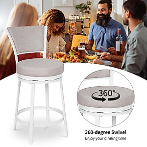 FLYZC Bar Stools, Swivel Bar Stools with Back, 25" Counter Height Bar Stools Set of 2, Round Swivel Counter Stools Bar Chair with Backrest, Stools for Kitchen Counter Island Bar