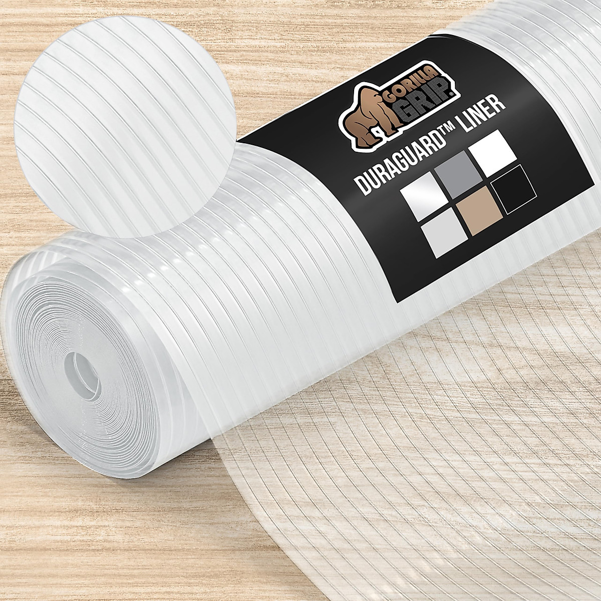 Gorilla Grip Non Adhesive, Waterproof, Durable Ribbed Drawer Liner, Easy to Trim, Reusable, Strong Grip Liners for Drawers, Kitchen Cabinets, Desk Storage, Shelf Organization, 12x20, Clear