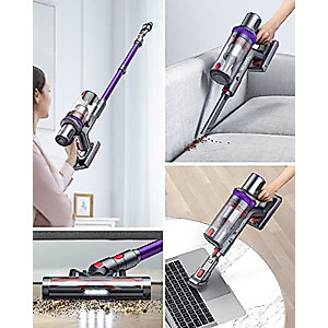 WLUPEL Cordless Vacuum Cleaner, 33Kpa Stick Vacuum Cleaner, 400W Handheld Vacuum with LED Touch Screen, 50mins Runtime for Pet Hair, Carpet and Hardwood Floor(KB-H015)