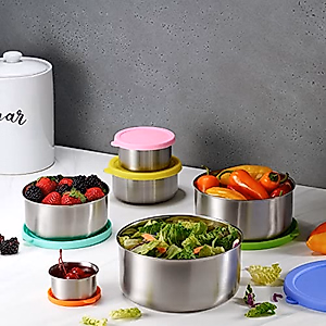 Stainless Steel Containers with Lids, Leakproof Lunch Containers, set of 6 Metal Food Storage Containers, Reusable Snack Containers, Easy to Open, Dishwasher & Freezer Safe