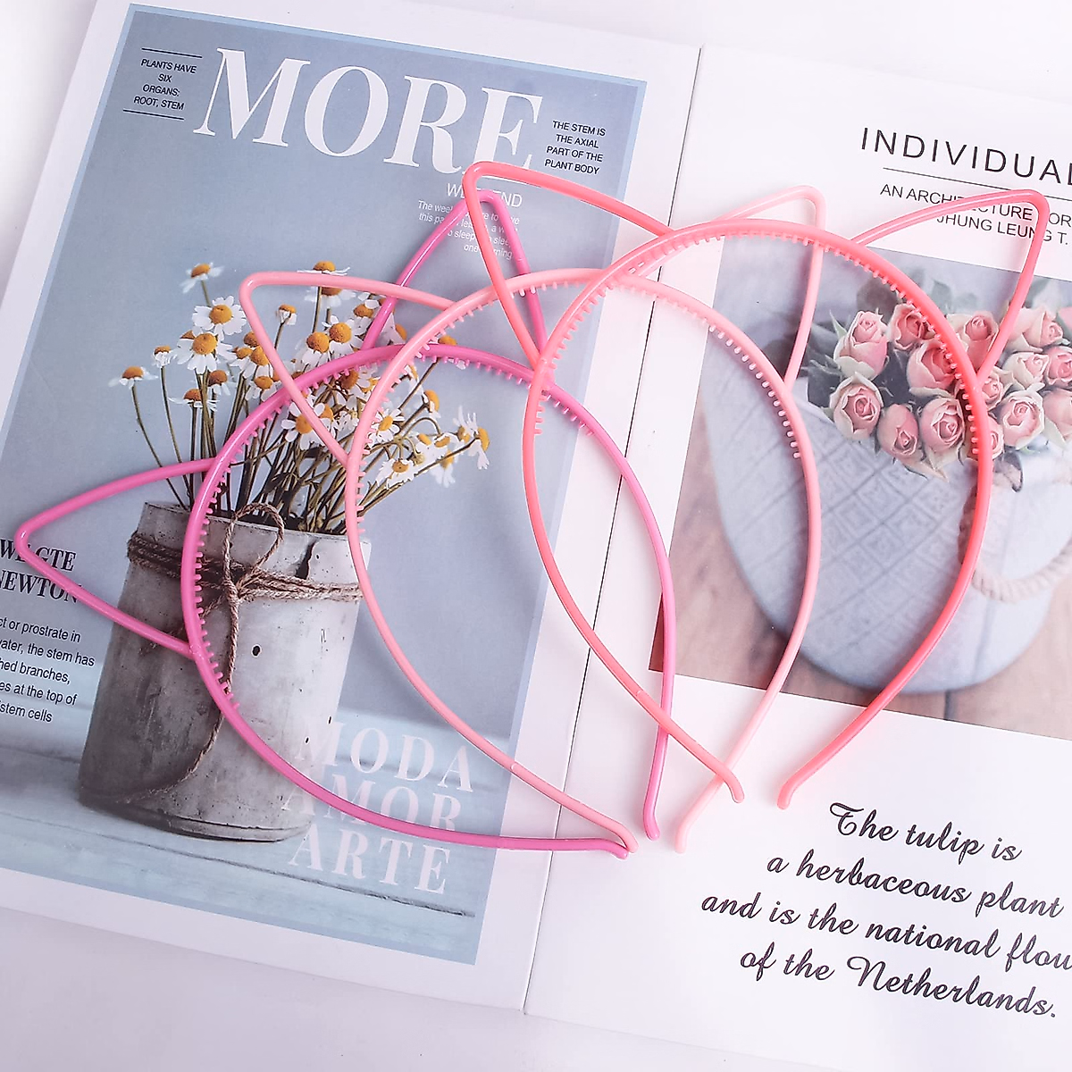 Rhoxshy Plastic Cat Ears Headband Cat Headbands for Girls Women Multicolor Head Hoops Sawtooth Kitty Ears Hairbands (Colorful)