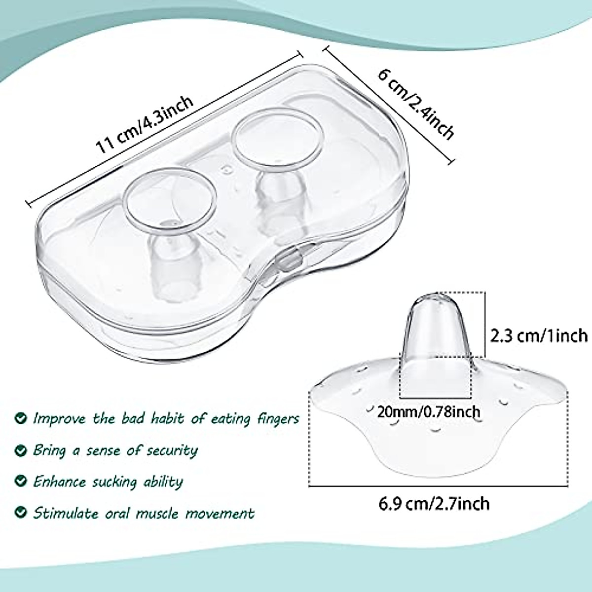 8 Pieces Contact Nipple Protector Nipple Breastfeeding Everters with Carrying Case Silicone Nipple Extender Without BPA for Helping Moms Breastfeeding Flat Inverted Nipples (Clear,20 mm/ 0.78 Inch)