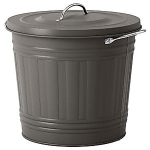 KNODD Bin with lid, Grey, 16 l (4 Gallon)