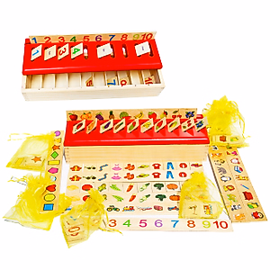 TOWO Wooden Sorting Toys for Baby -Sorting Box for Category Objects Picture Matching Game Puzzle 1 Year Old Baby- Montessori Materials Educational Early Learning Toy- First Birthday Gift Boy Girl