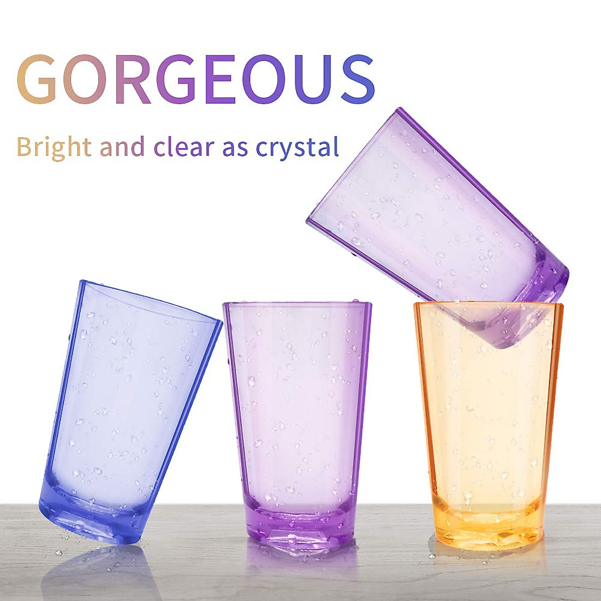 EgieMr Unbreakable Drinking Glasses, 5 Oz Plastic Tumblers Cups Set of 6 in 3 Assorted Colors