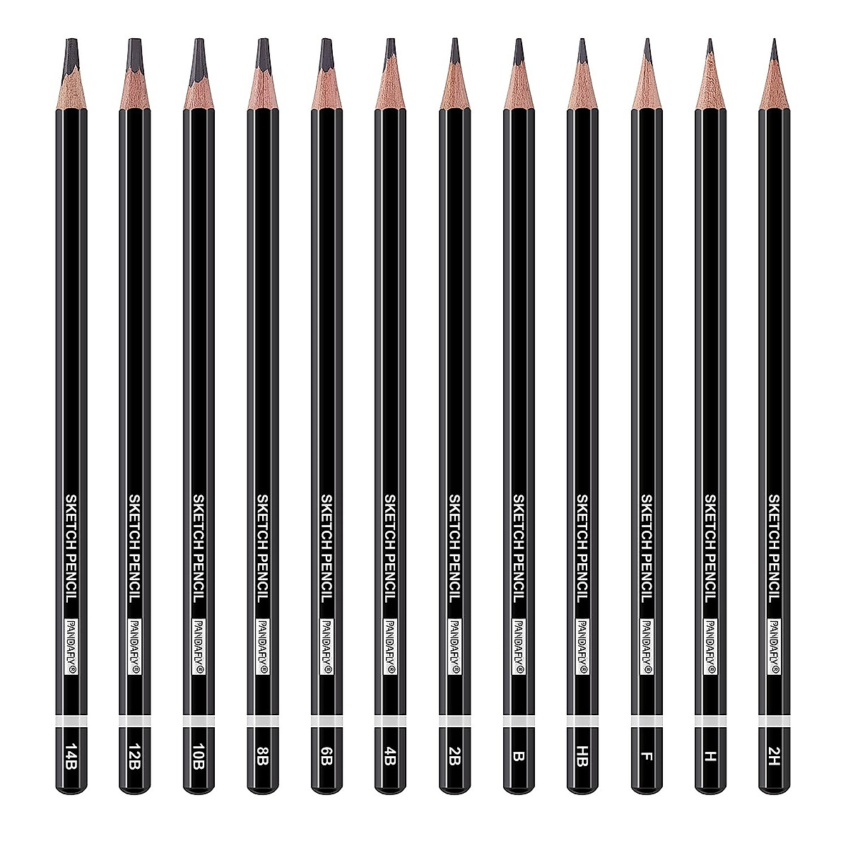 PANDAFLY Professional Drawing Sketching Pencil Set - 12 Pieces Graphite Pencils(14B - 2H), Ideal for Drawing Art, Sketching, Shading, Artist Pencils for Beginners & Pro Artists