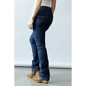 Kimes Ranch Women's Betty Western Style Bootcut Mid-Rise Straight Fit Durable Shape-Saving Dark Blue Riding Jeans, 10-34