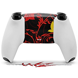 WraptorSkinz Skin Wrap compatible with Sony PS5 DualSense Controller Twisted Garden Red and Yellow (CONTROLLER NOT INCLUDED)