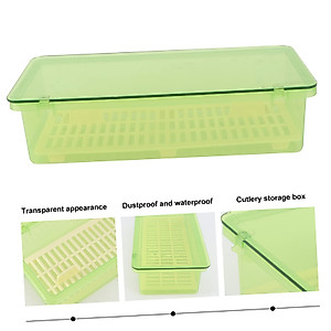 Cabilock 1pc Storage Box Flatware Organizer for Drawer Utensil Organizer with Lid Drawer Organizer with Lid Chopsticks Drain Rack Cutlery Organizer with Lid Tableware Storage Organizer