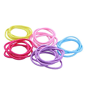 Coobbar 100pcs Women Elastic Hair Ties Band Ropes Ring Ponytail Holder (Red)