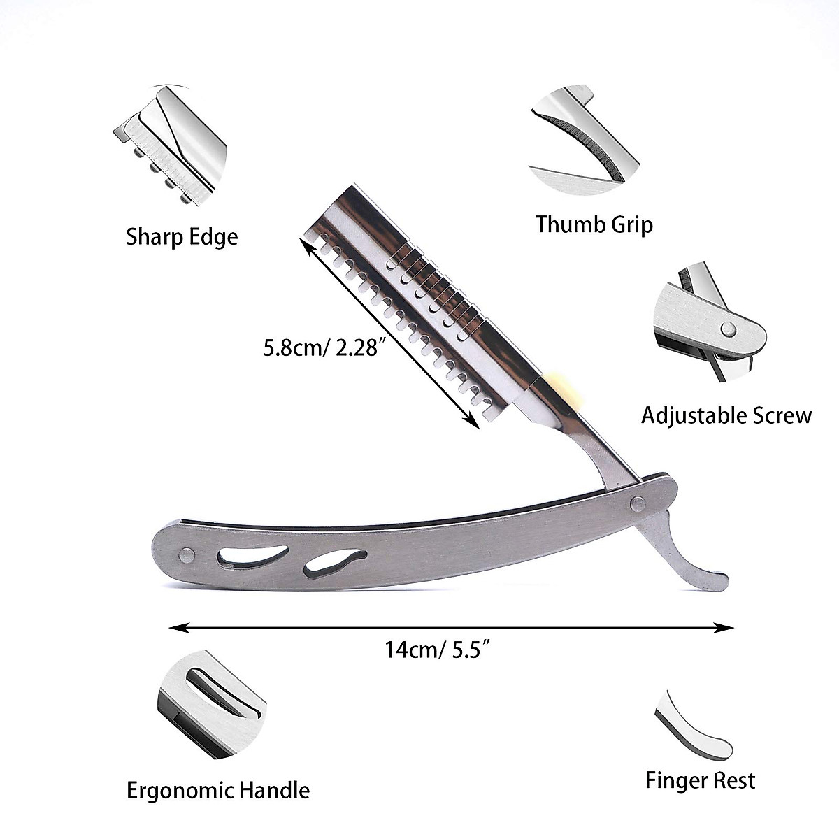 LEYMIGA Straight Edge Razor with 20 Blades, Hair Thinning Styling Razor, Multifunctional Straight Razor for Hair texturing, Hair Layering, Hair Thinner, Beard Eyebrows shaving, For Barber Salon