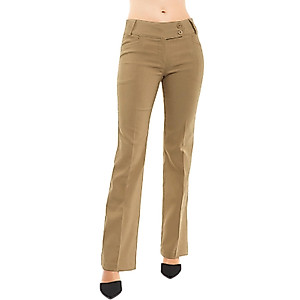 Design by Olivia Women's Relaxed Boot-Cut Office Pants Trousers Slacks Khaki L