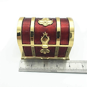 Truewon Large DND Metal Dice Box,Can accommodate 5 Sets (D4, D6, D8, 2*D10, D12, D20) Standard RPG Dice, Vintage Ring Jewelry Box, Pirate Treasure Chest, Watch Storage, Collectible Tray (Red)