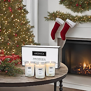 Aronica Fruity Candle Gift Set for Women, Scented Advent Candles, Christmas Gifts for Coworkers, Office Staff Secret Santa, Soy Candles for Couple Xmas, Holiday Hostess Gift, Small Simple Party Gift