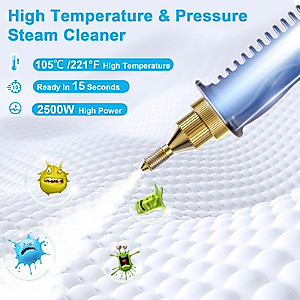 AUXCO Steam Cleaner, 1200ml High Pressure Steamer for Cleaning Handheld Steam Cleaner for Home,High-Temperature Steamer Cleaner for Car,Upholstery,Kitchen, Bathroom,Car Detailing,Grout and Tile