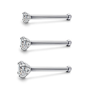 Jstyle 20G 3 Pcs a Set Stainless Steel Nose Rings Studs Piercing Body Jewelry 1.5mm 2mm 3mm