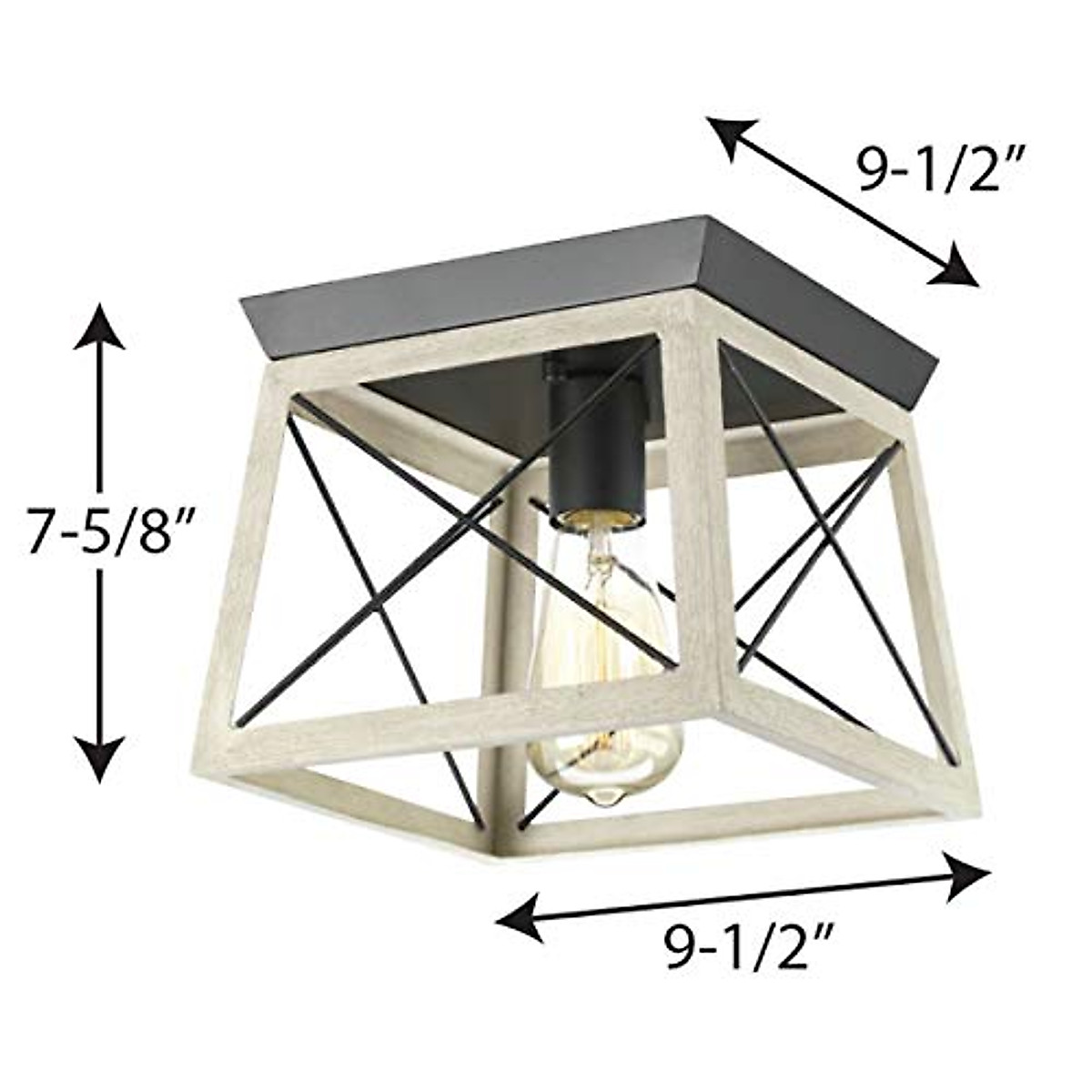 Briarwood Collection Whitewashed One-Light Farmhouse Flush Mount Ceiling Light